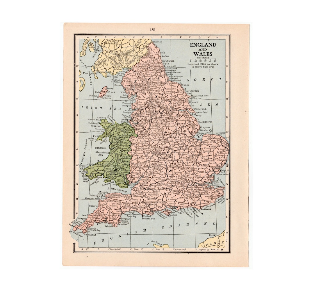 C. 1931 ENGLAND & WALES Map Lithograph • Original Vintage Map • Vintage ...