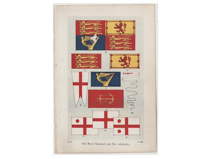 C. 1926 ROYAL STANDARD FLAG Lithograph • Original Antique Print • Flags ...
