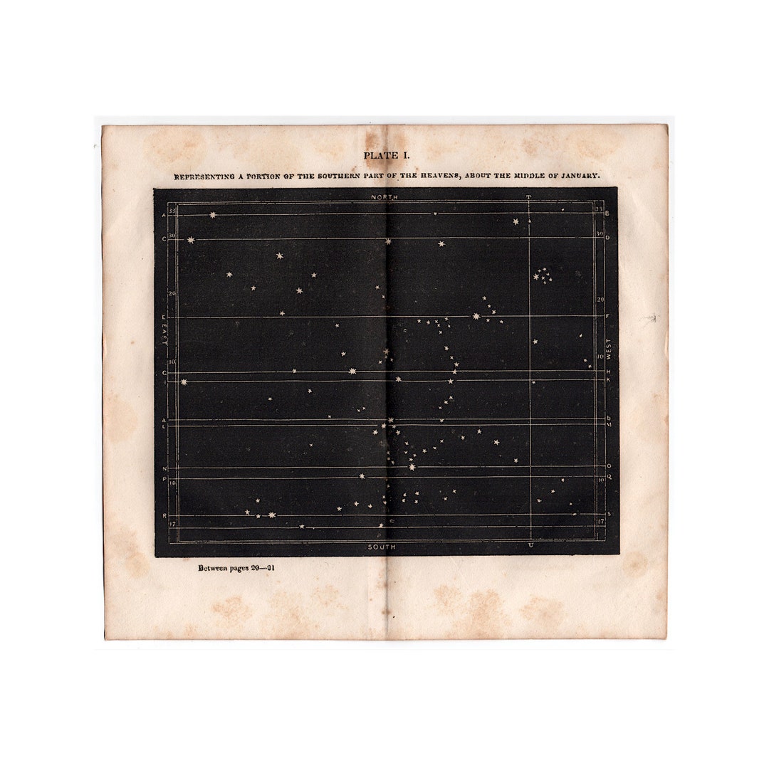 VIEW OF CONSTELLATIONS Engraving C.1846 • Original Antique Print ...