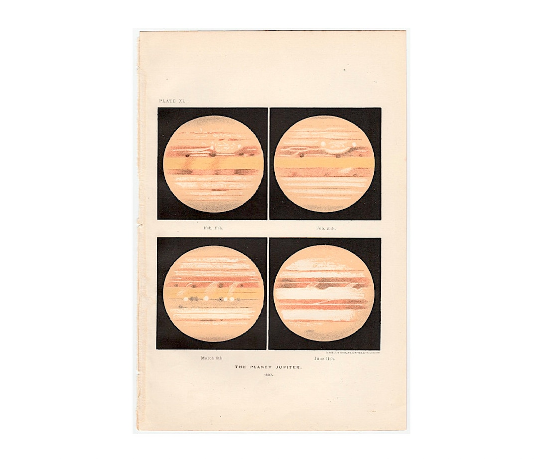 C. 1900 PLANET JUPITER Lithograph • Original Antique Print • Celestial ...