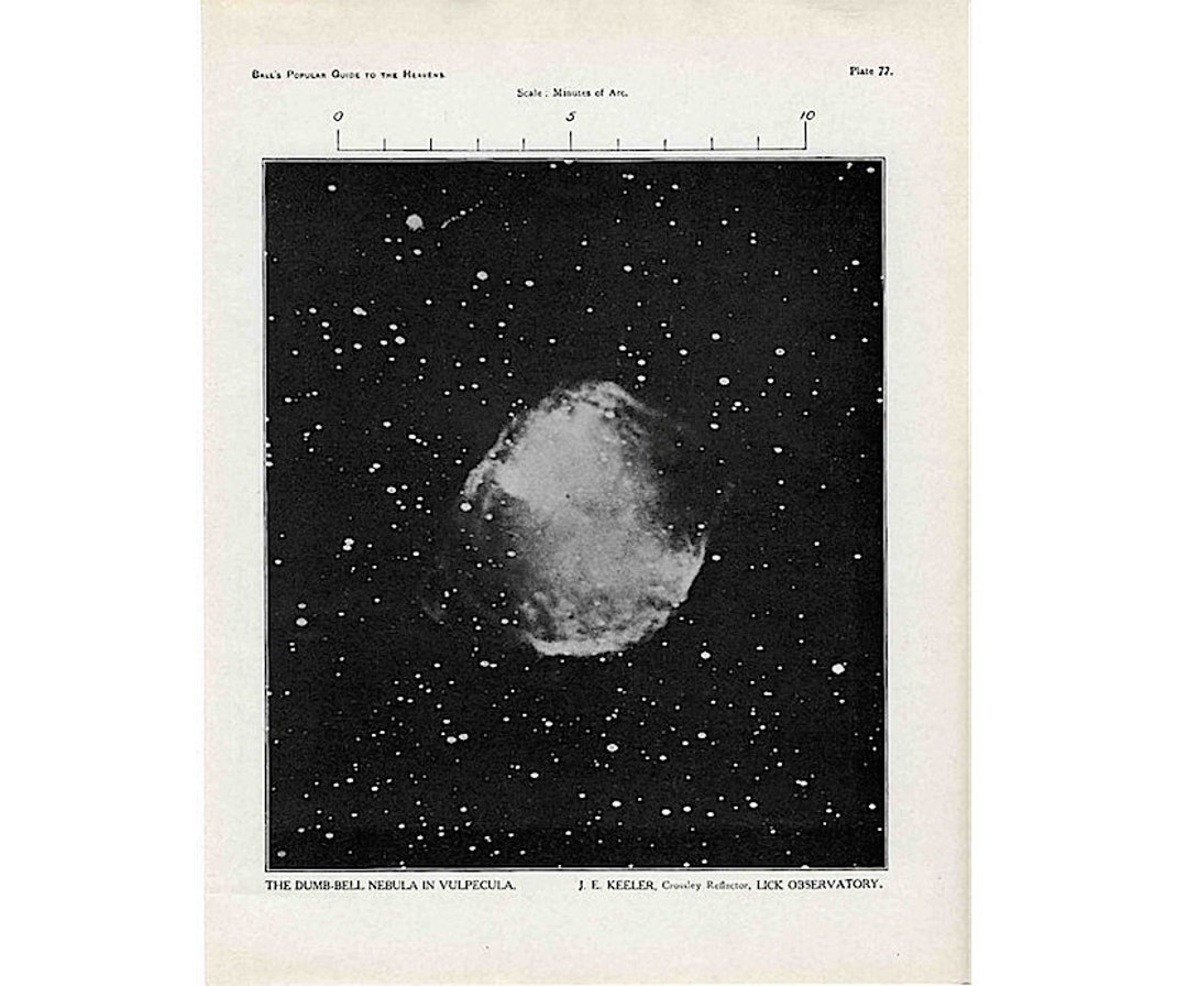 C. 1955 NEBULA DUMB BELL in Vulpecula • Original Antique Print ...