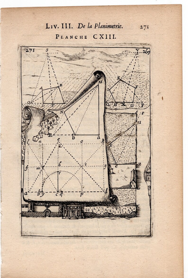 1702 ANTIQUE GEOMETRY ENGRAVING Practical Geometry - Etsy