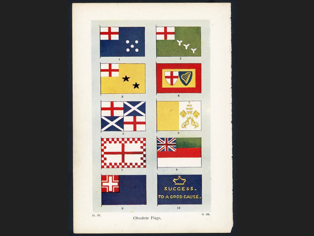 C. 1926 FLAG Lithograph • Original Antique Print • Flags of the World ...