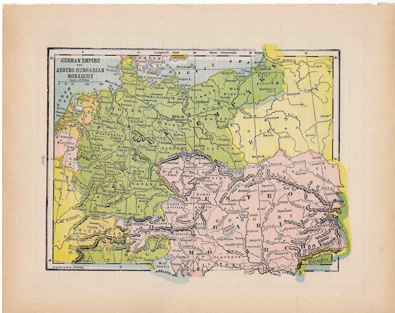 C. 1910 GERMAN EMPIRE Map Original Antique Print Maps of - Etsy