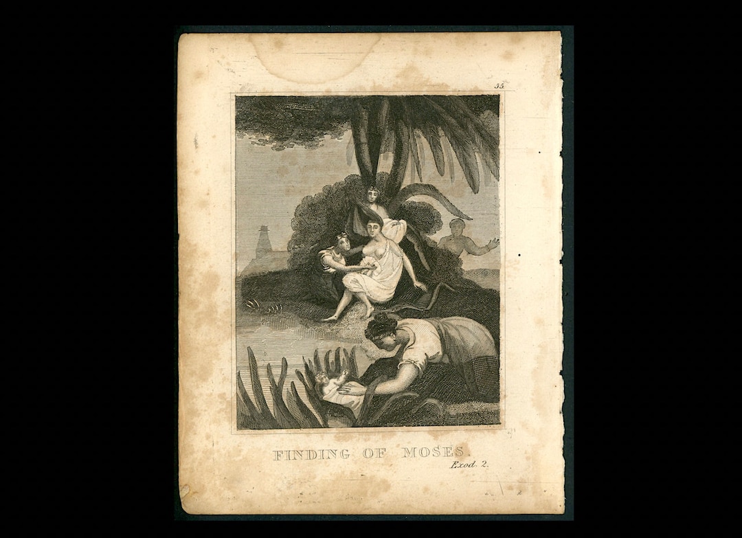 Tiny! C. 1825 FINDING OF MOSES Engraving • Scripture History • Original ...