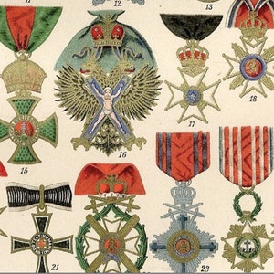 C. 1903 ORDERS OF MERIT Print - Antique Lithograph - German Order ...
