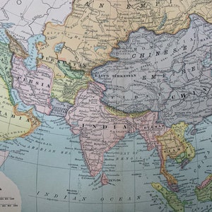 C. 1893 ASIA Map • Original Antique Map • Original Antique Print • Map ...