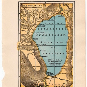 C. 1952 SEA of GALILEE MAP • Original Vintage Map • Biblical Map • Lake ...