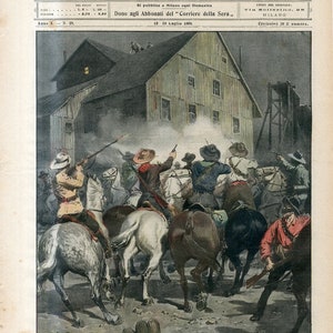 C. 1908 COWBOYS OF the NIGHT Lithograph - Original Antique Lithograph ...