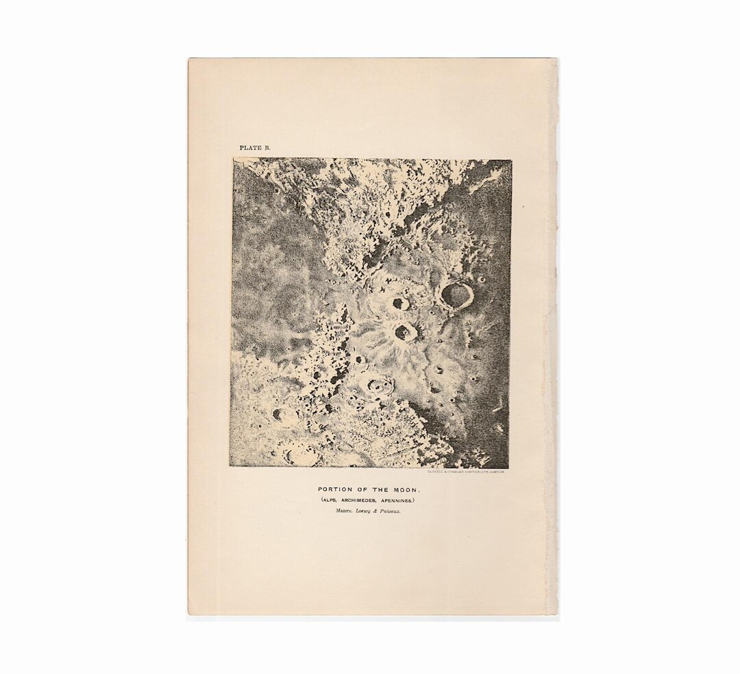 C. 1900 MOON SURFACE Print • Original Antique Print • Celestial ...