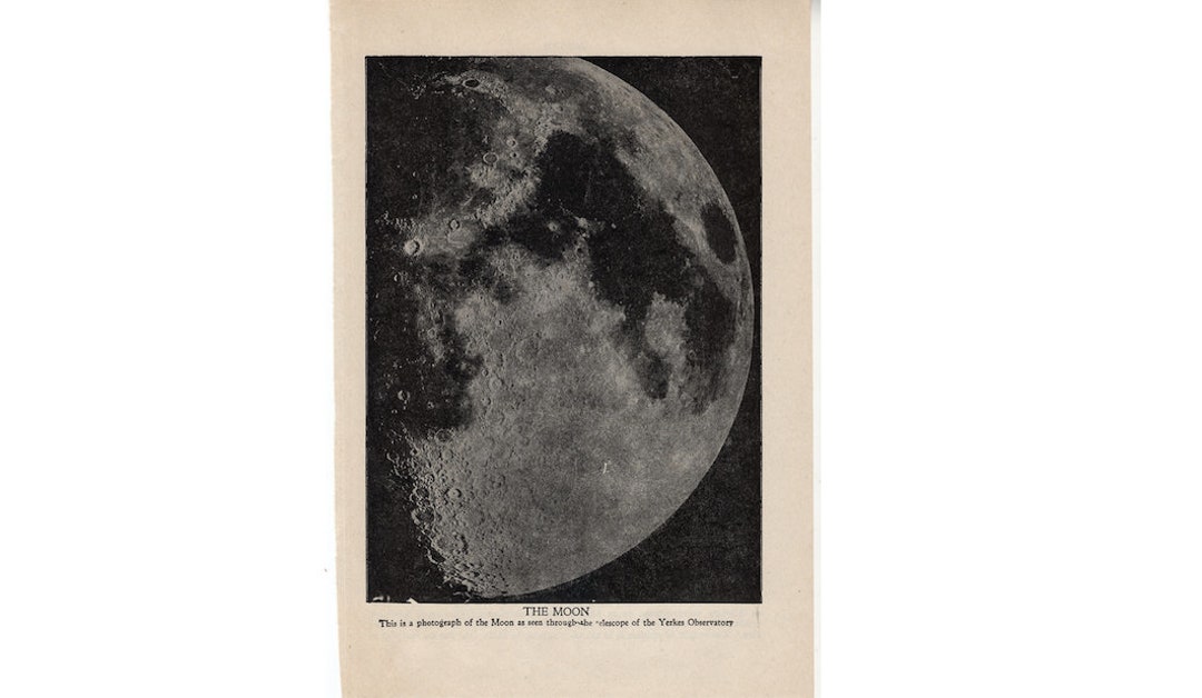 C. 1946 GIBBOUS MOON Lithograph • Original Vintage Print • Astronomy ...