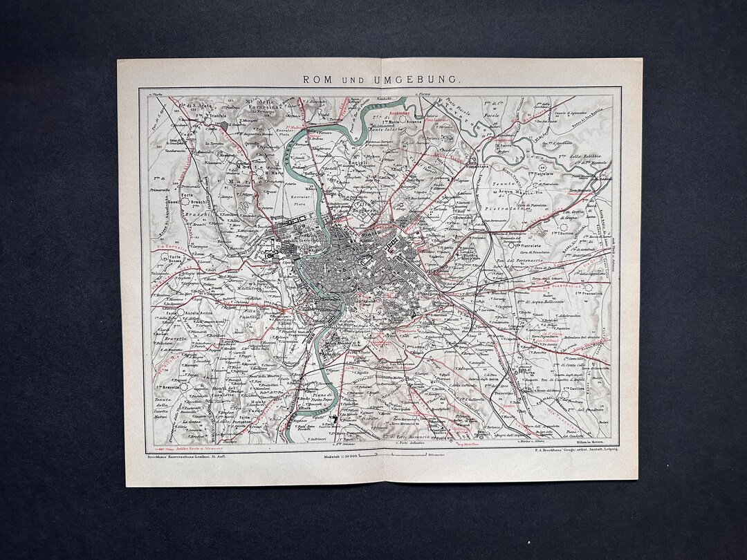 C. 1903 MAP OF ROME Lithograph • Original Antique Map - Antique Print ...
