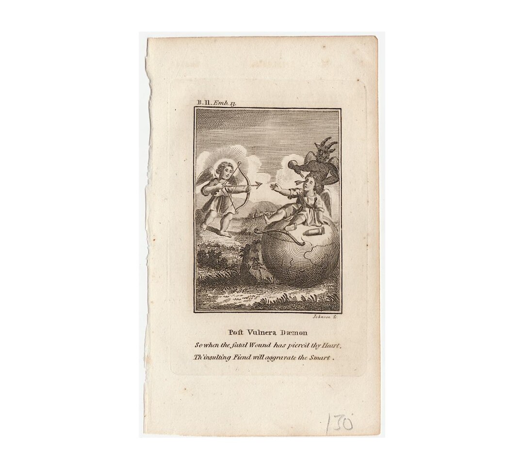 Rare! SATAN Engraving C.1808 • Original Antique Print • Allegory Print ...