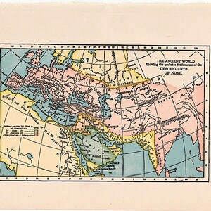 C. 1952 ANCIENT WORLD MAP • Original Vintage Map • Showing the ...