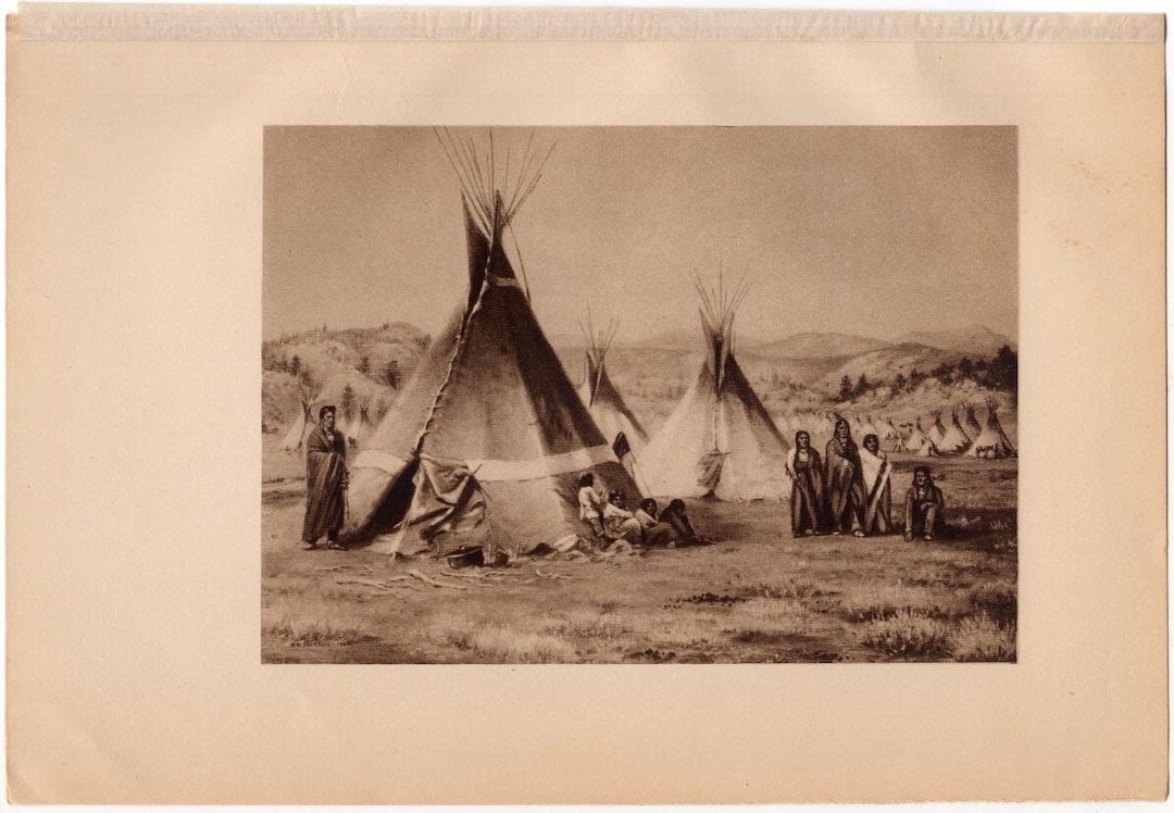 C. 1934 TIPI of the SHOSHONI INDIAN Lithograph - Vintage Native ...