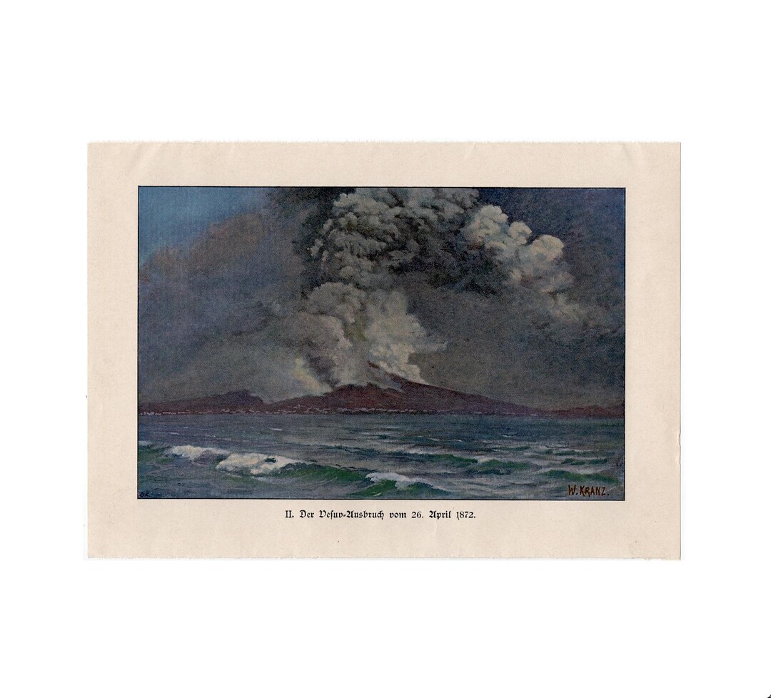 C.1900 MOUNT VESUVIUS VOLCANO Print • Original Antique Print • Volcanic ...