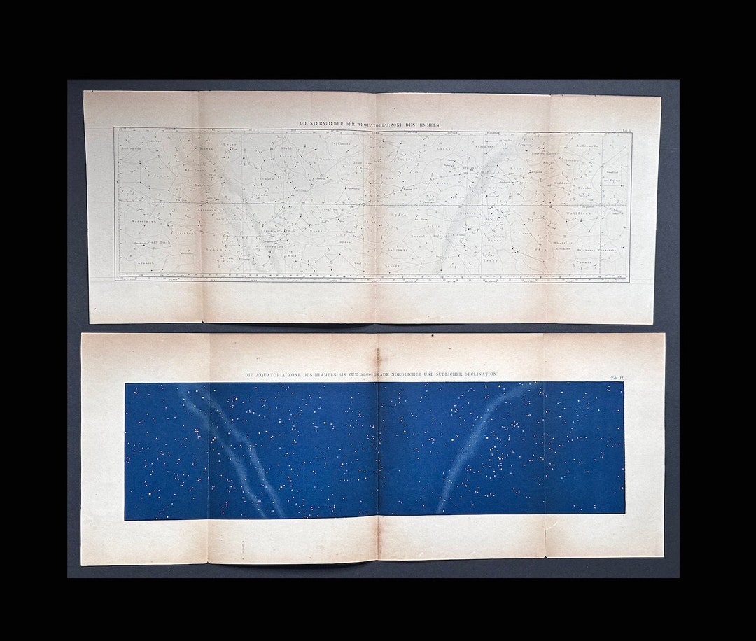 C. 1856 STARS OF EQUATOR Lithographs • Set of 2 Original Antique Prints ...