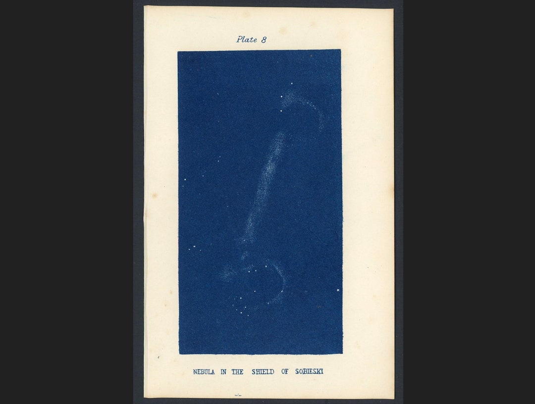 Rare! C. 1850 NEBULA IN SCUTUM Engraving • Original Antique Print ...