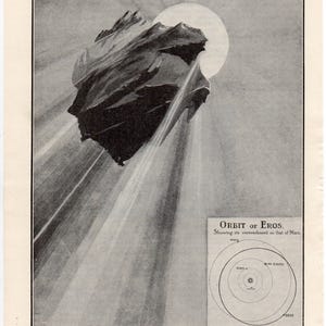 C. 1960's ASTEROID EROS Lithograph • Original Vintage Print • Solar ...