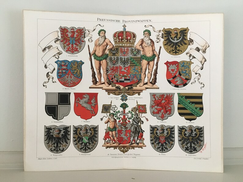 1894 CREST & ORDERS Print Prussian HERALDRY Lithograph - Etsy