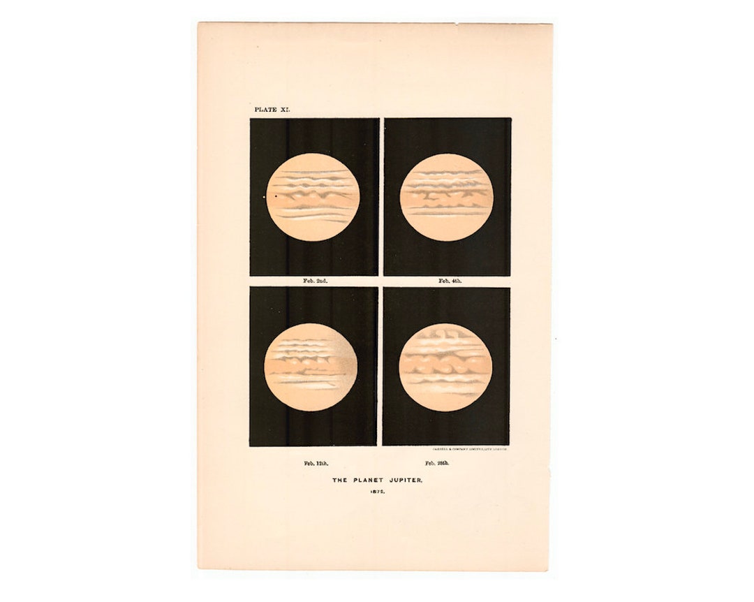 C. 1885 PLANET JUPITER Lithograph - Original Antique Print - Celestial ...