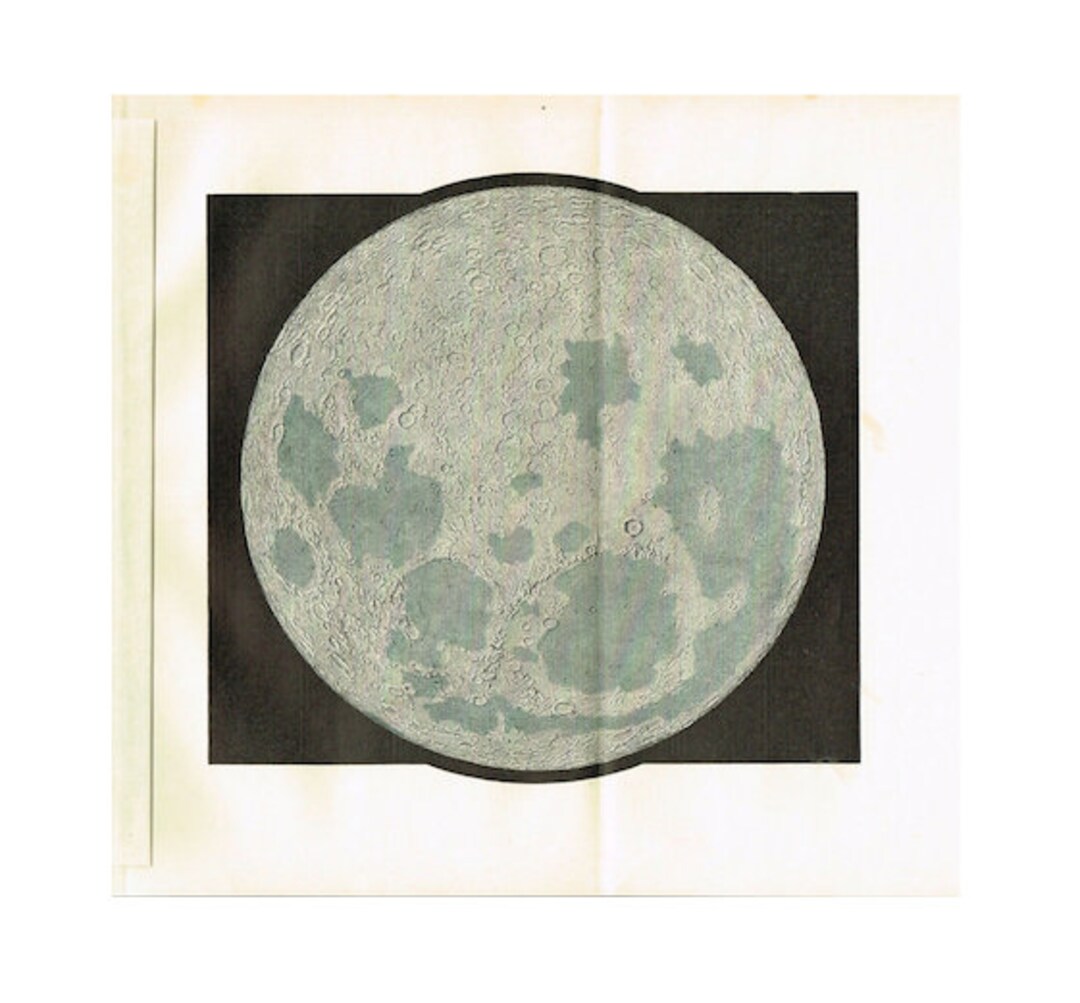 C. 1928 THE MOON Lithograph • Original Antique Print • Astronomy Print ...