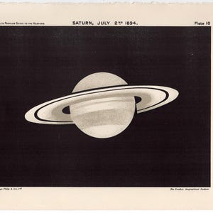 C. 1910 SATURN Lithograph • Original Antique Print • Astronomy Print ...