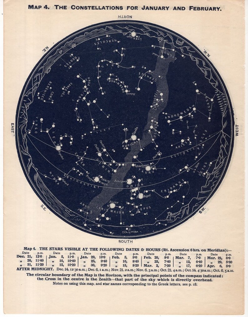 C. 1955 December January & February Star Map - Etsy