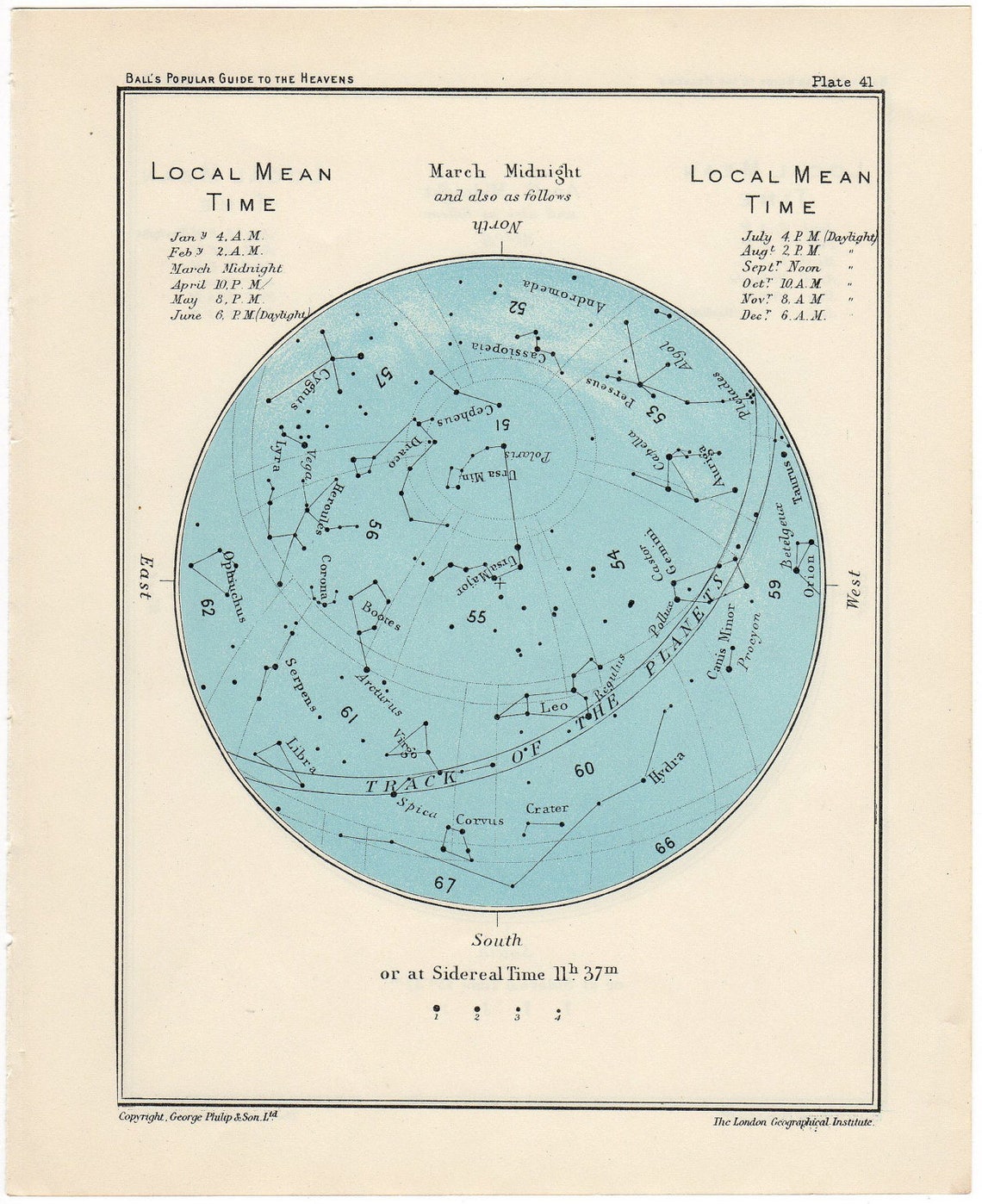 C. 1955 MARCH or APRIL Star Map Original Vintage Print | Etsy