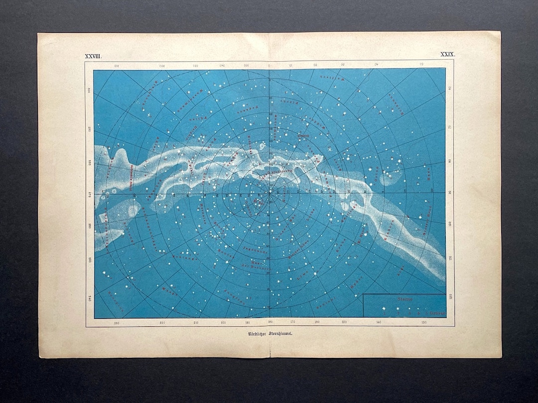 LARGE C. 1892 NORTHERN SKY Print • Original Antique Print • Astronomy ...