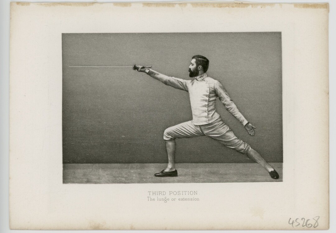 C. 1890 SWORD FENCING Photogravure • Original Antique Print • Combat ...