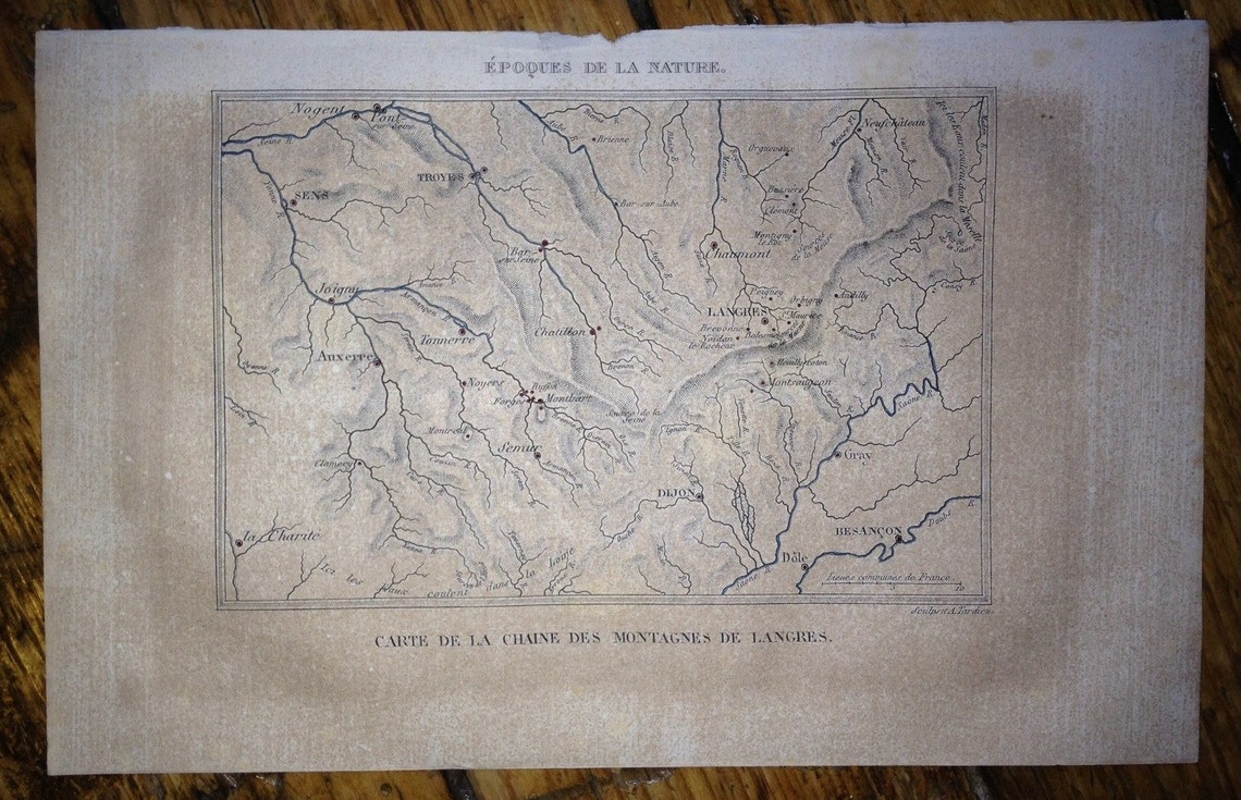 C. 1837 MAP OF FRANCE - the Mountains of Langres, France - Original ...