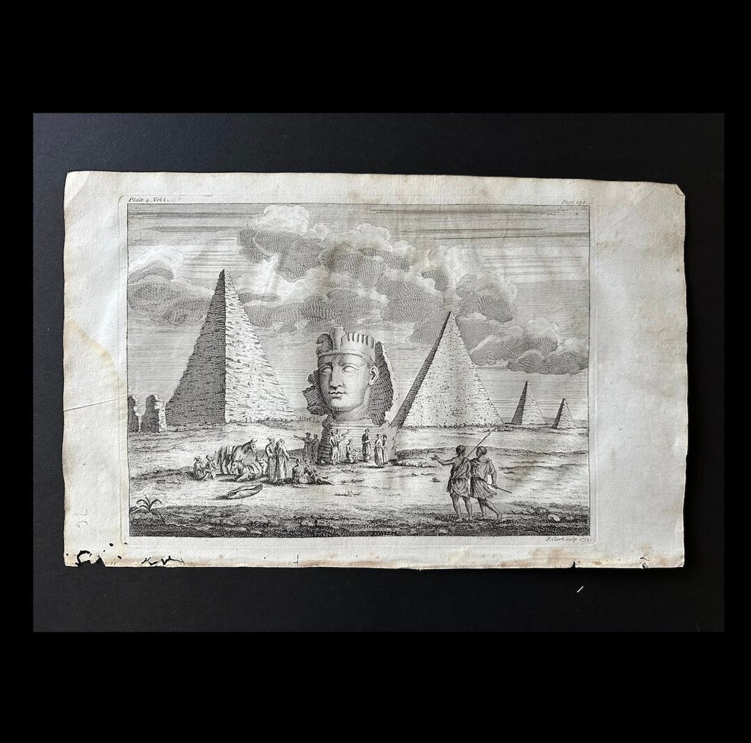 C. 1740 THE SPHINX & PYRAMIDS Engraving • Original Antique Print ...