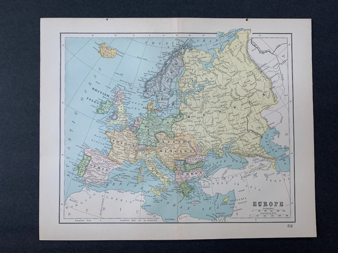 C. 1893 EUROPE Map • Original Antique Map • Original Antique Print ...