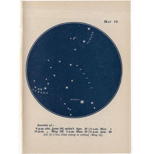C. 1944 BOOTES & CORONA BOREALIS Constellation Star Map Lithograph ...