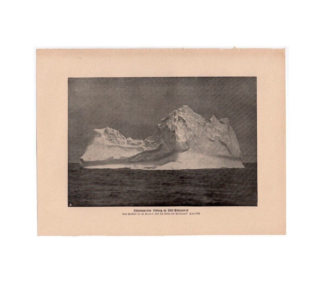 C.1900 ICEBERG Lithograph • Original Antique Print • Arctic Antarctic ...