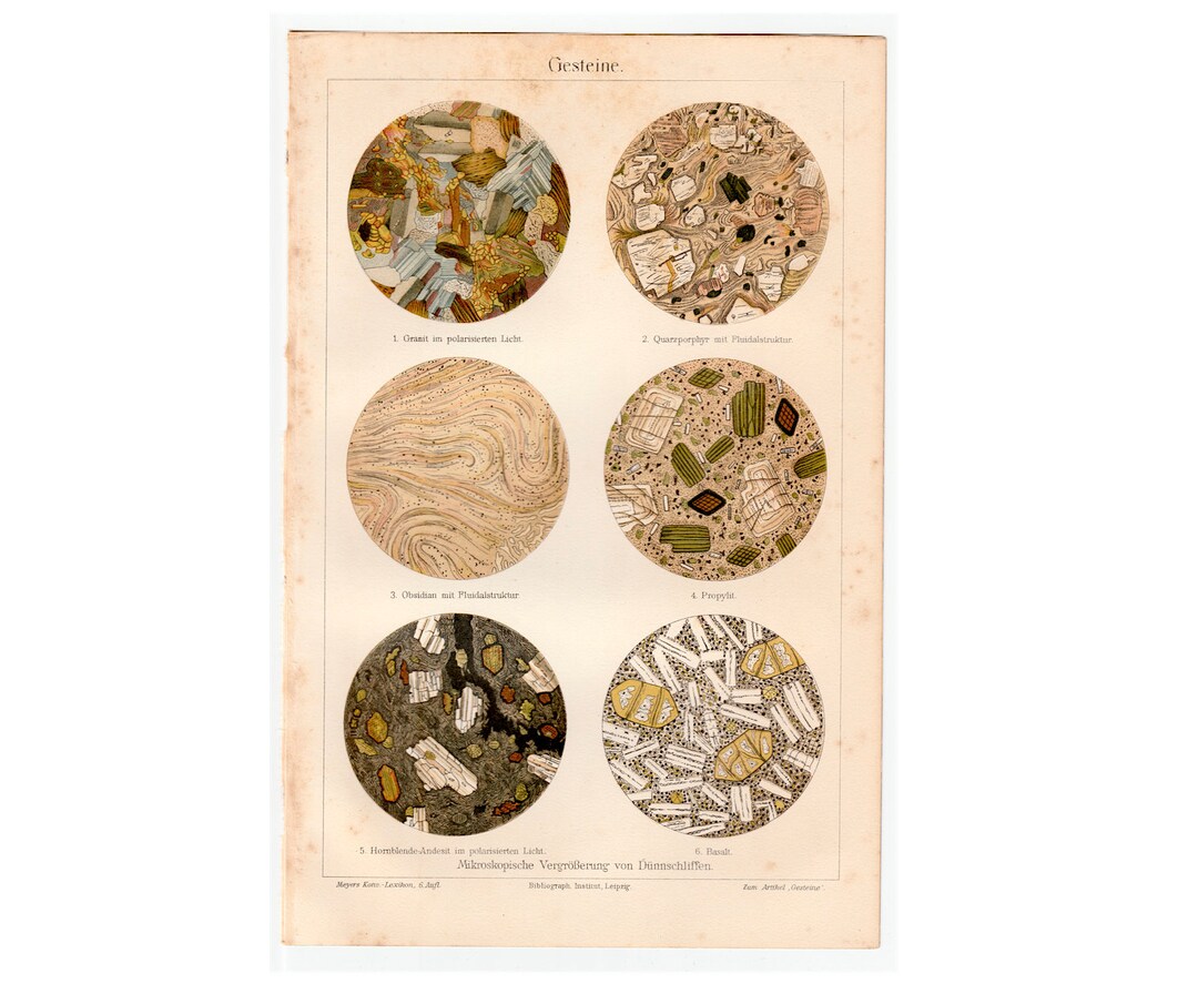 C. 1889 ROCKS STONES MINERALS Lithograph • Original Antique Print ...