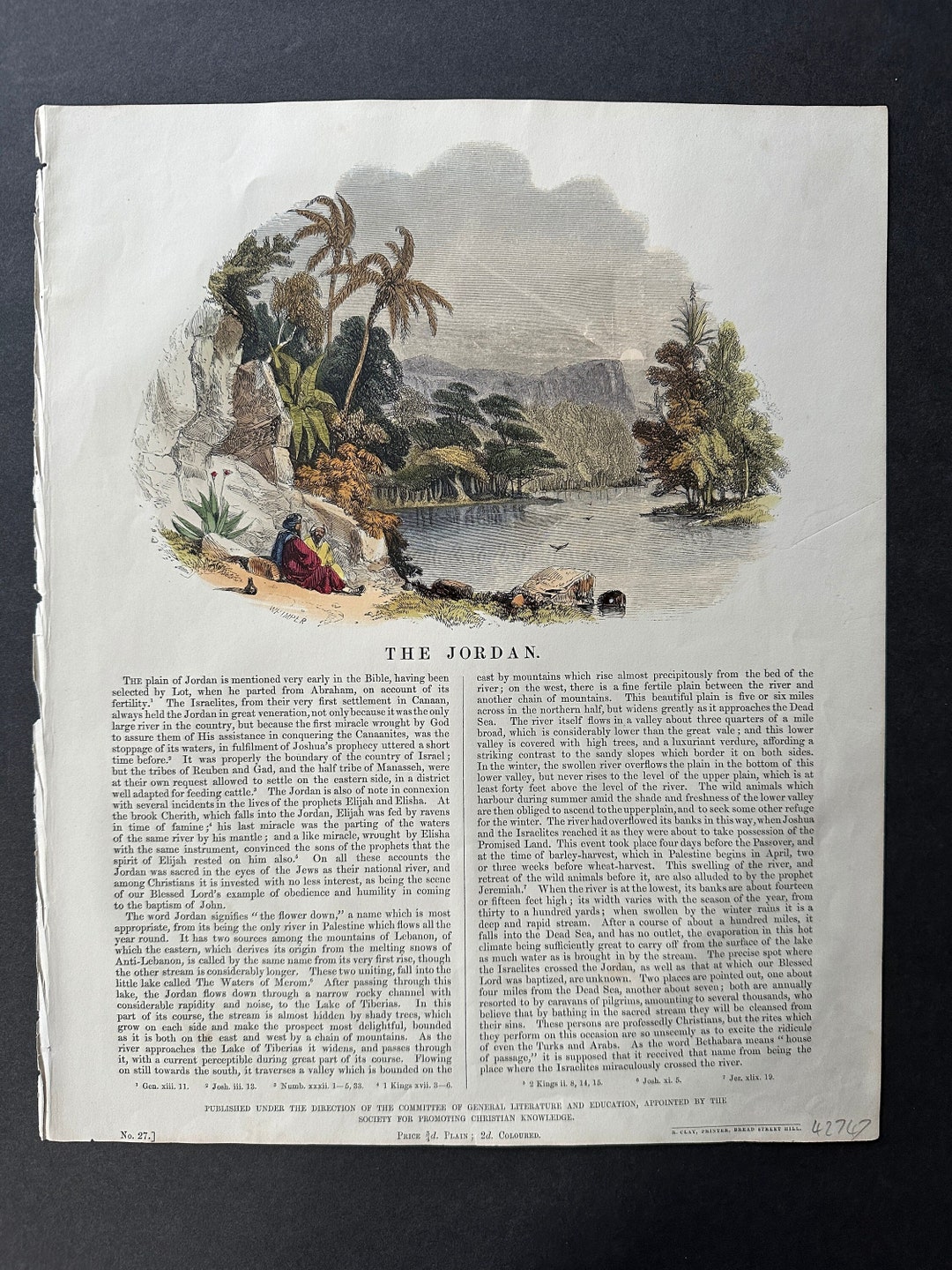 C. 1850 JORDAN • HOLY LAND Engraving • Original Antique Print • Holy ...