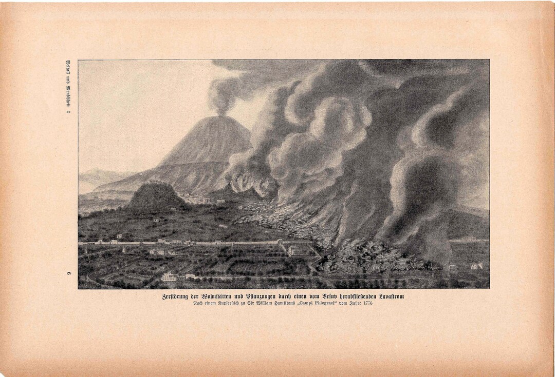 C. 1900 VESUVIUS VOLCANO PRINT - Original Antique Print - the Crater of ...