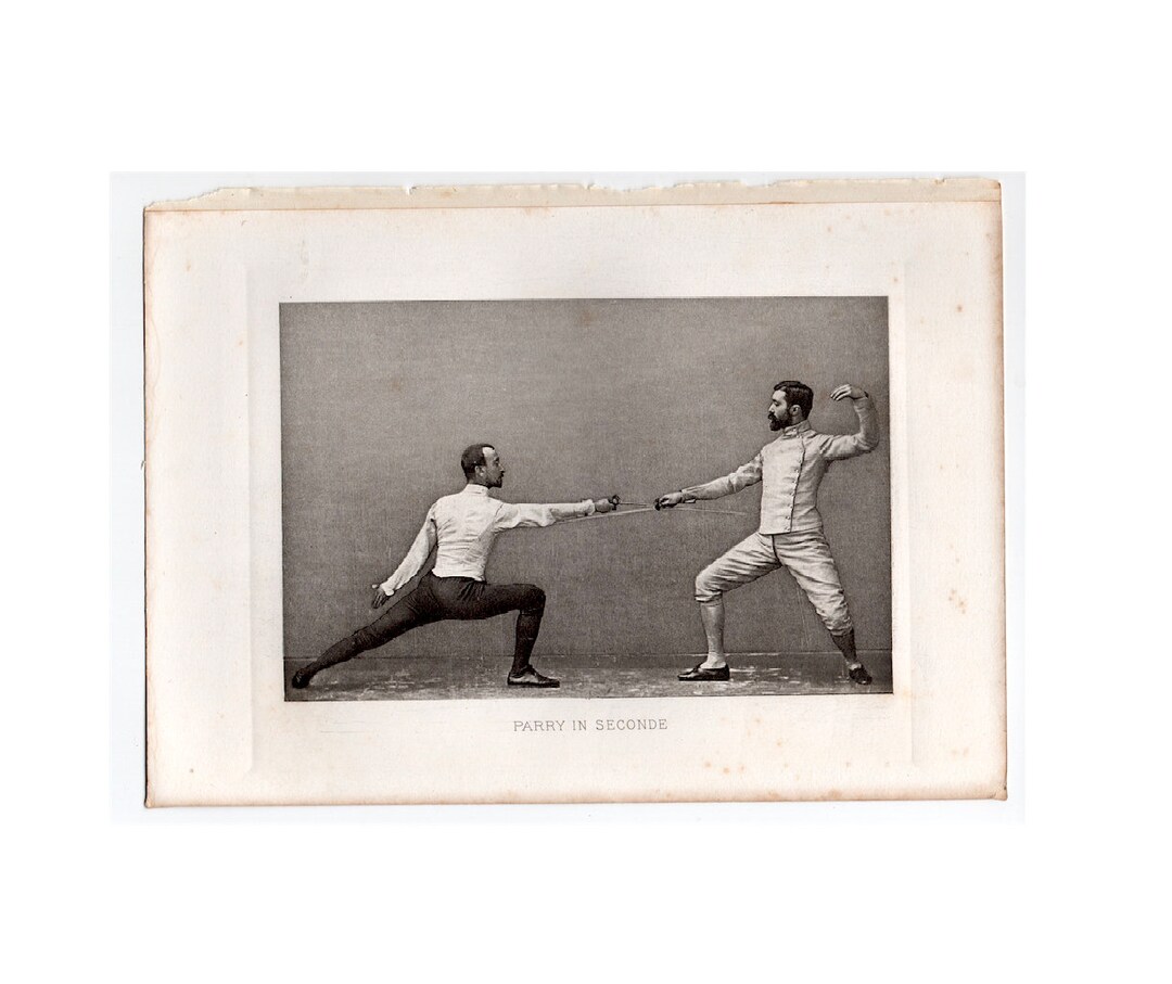 C. 1890 FENCING Lithograph • Original Antique Print • Combat Sport ...