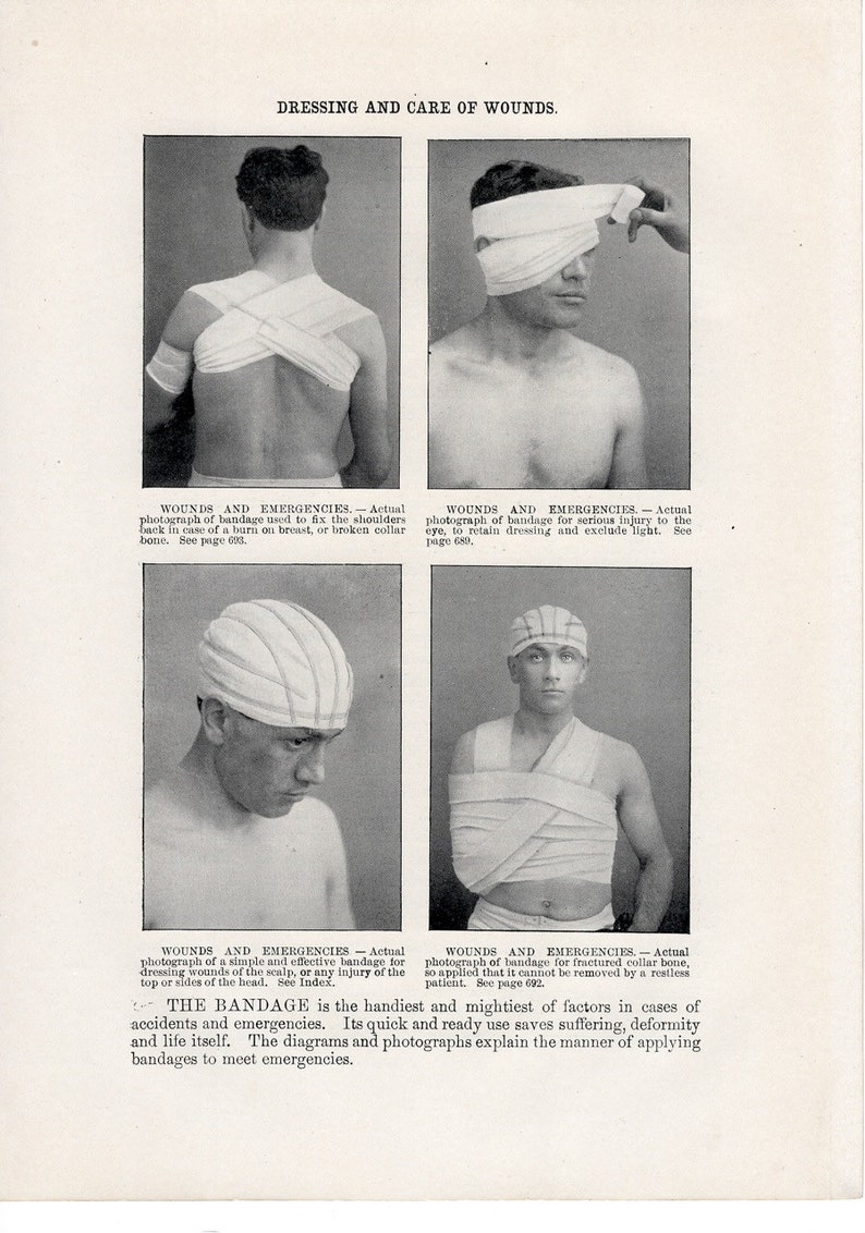 1901 WOUND DRESSING & CARE of Wounds Print Original Antique Medical ...