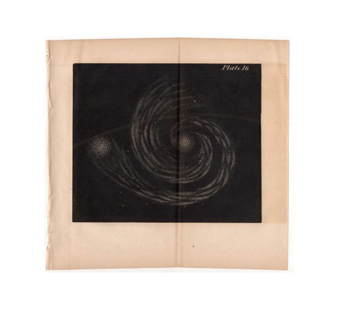 C. 1848 SPIRAL NEBULA of Lord Rosse Lithograph • Original Antique Print ...