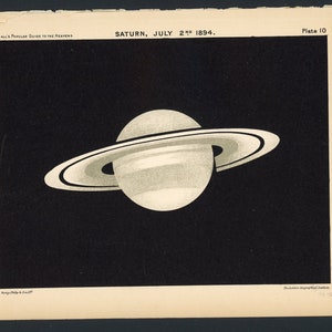 C. 1910 SATURN Lithograph Original Antique Print Astronomy Print Planet ...