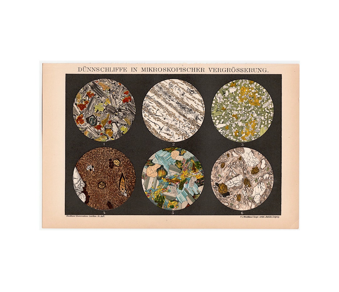 C. 1903 ROCKS STONES CRYSTALS Lithograph- Original Antique Print ...