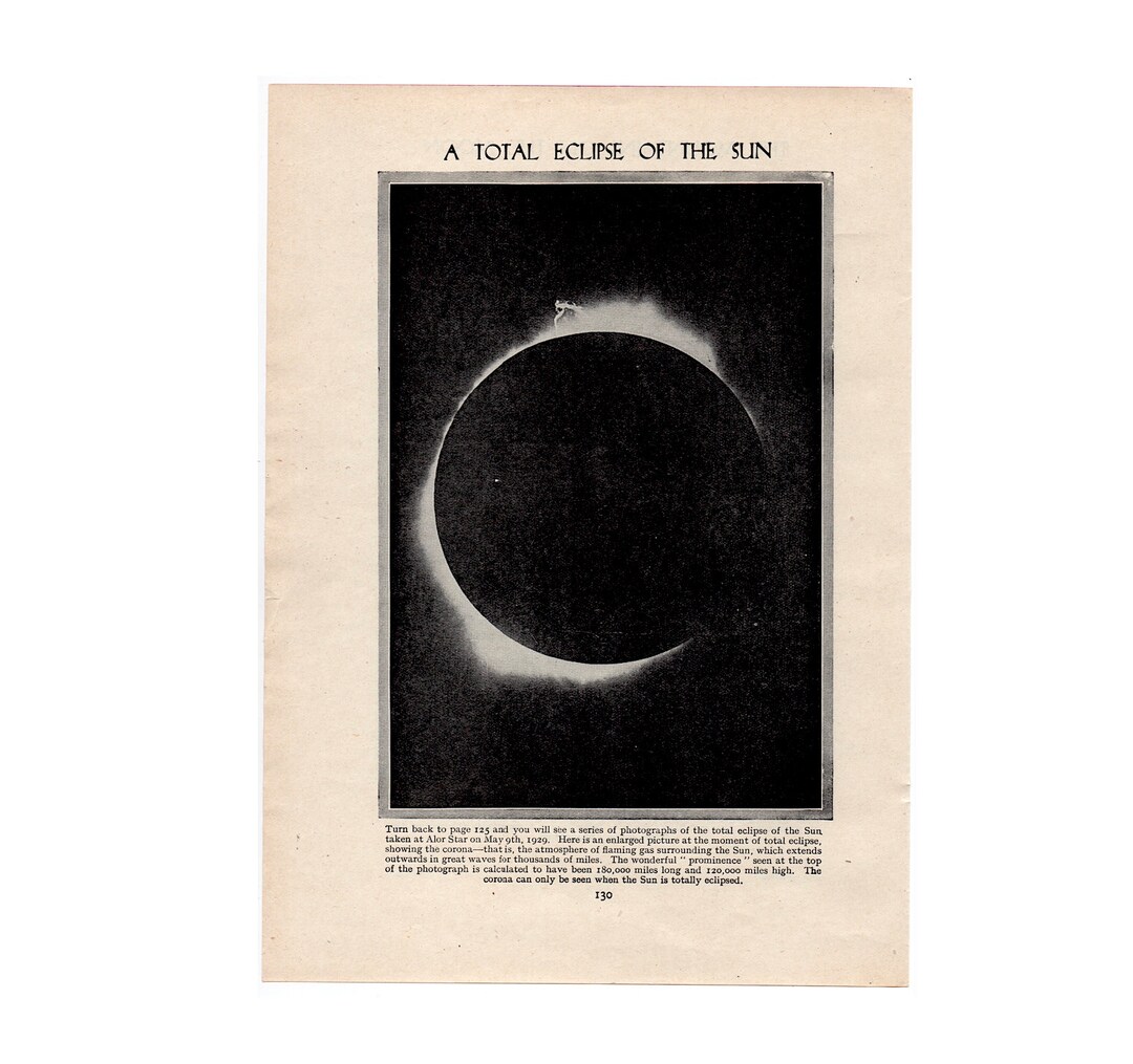 C. 1960's TOTAL SOLAR ECLIPSE Lithograph • Original Vintage Print ...