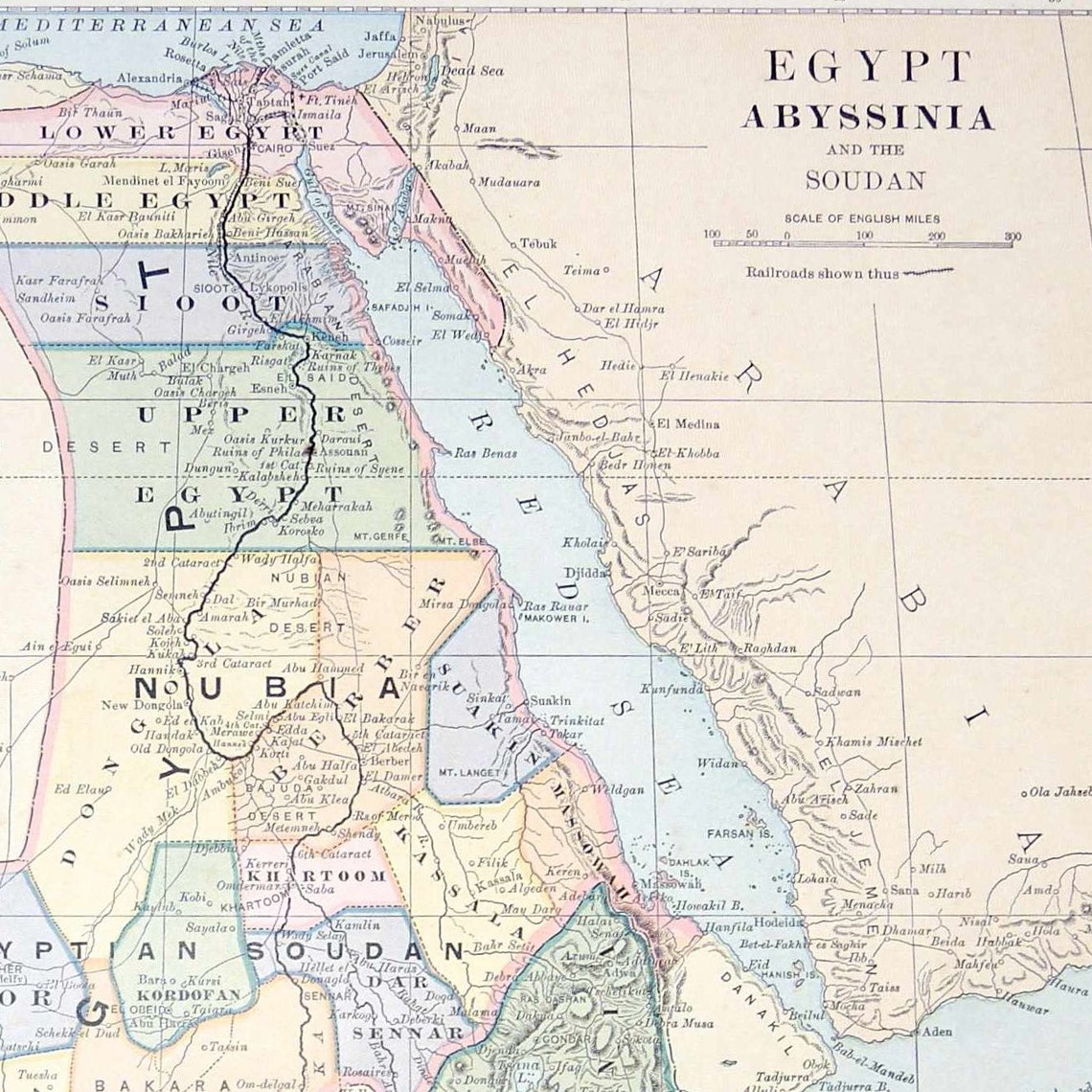 C. 1887 EGYPT or AFRICA Map Original Antique Map Two Sided - Etsy