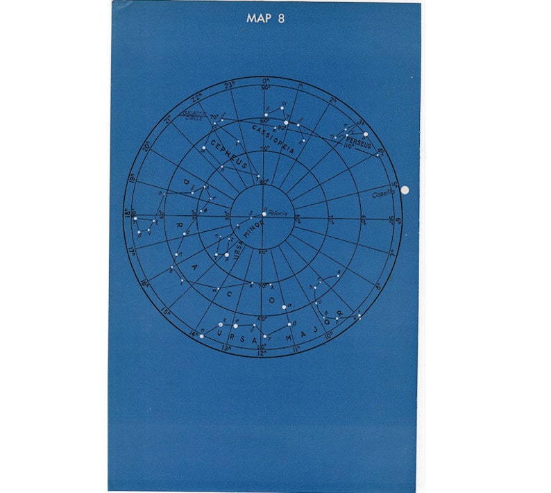 NORTH POLE Star Map C. 1946 • Original Vintage Print • Astronomy Print ...
