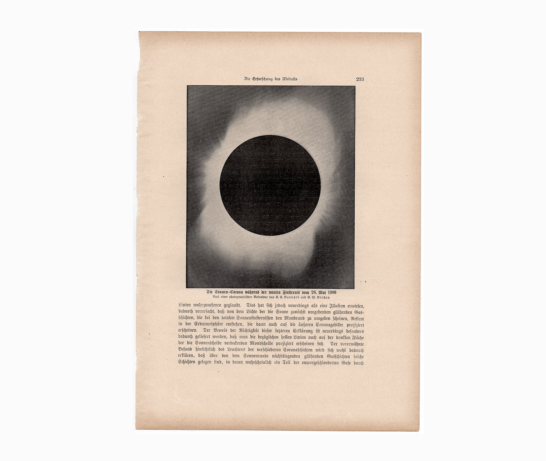C. 1900 TOTAL SOLAR ECLIPSE Lithograph • Original Antique Print ...