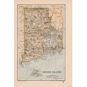 C. 1893 RHODE ISLAND MAP - Antique Lithograph - Maps of the United ...