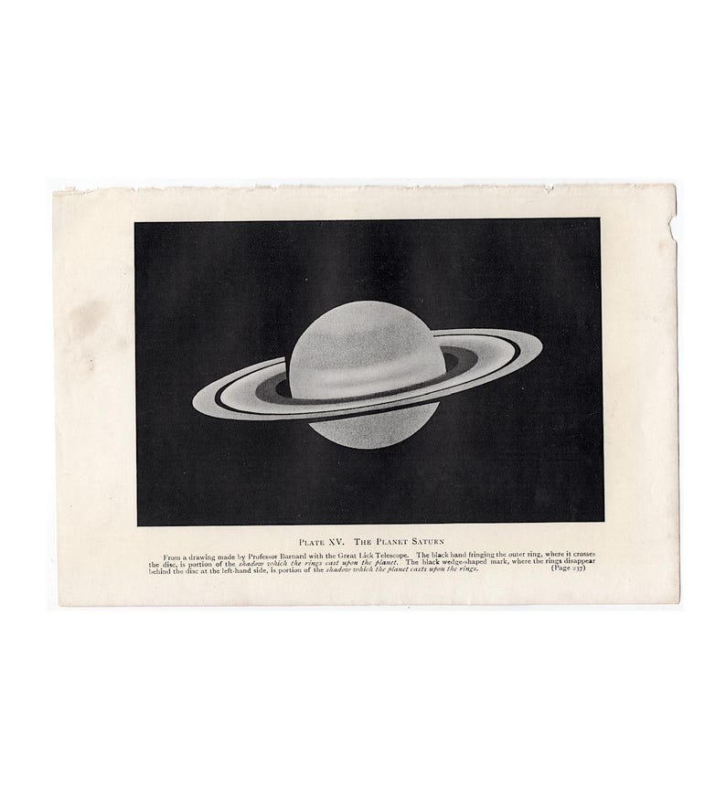 C. 1909 SATURN Lithograph - Original Antique Print • Astronomy Print ...